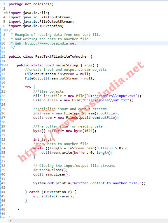 Java Program To Read A Text File And Write To Another File 