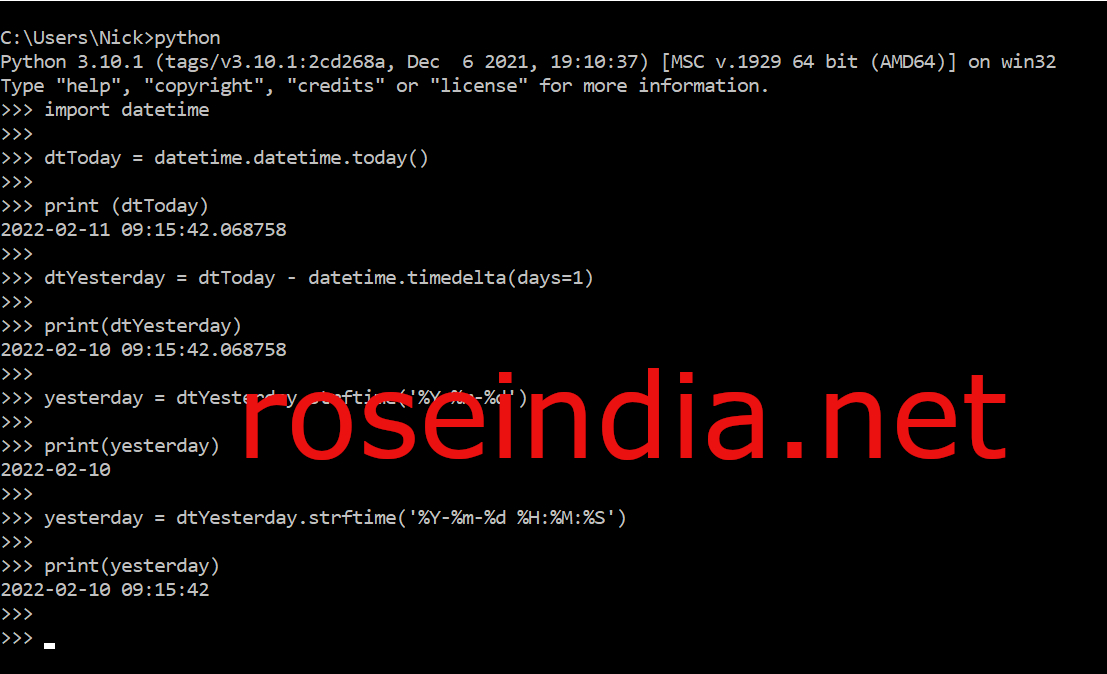 How To Get Yesterday Date In Python 