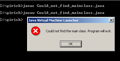 Display a dialog box with Java Error