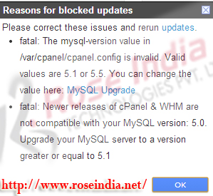 cPanel upgrade MySQL 5.1 to 5.5