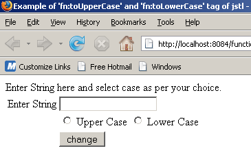 Use of fn:toUpperCase(String) and fn:toLowerCase(String) Tag of JSTL
