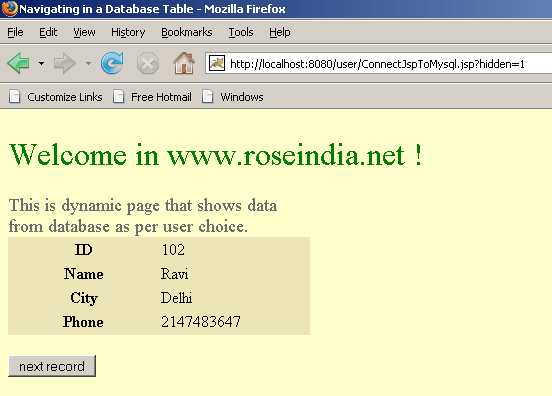 Create Dynamic Page Through JSP