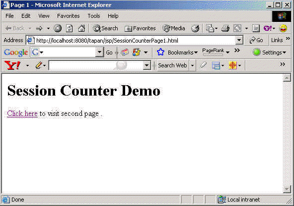 JSP Session Counter Using SessionListener