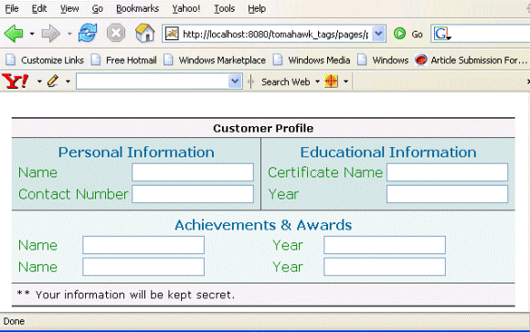 Tomahawk panelGrid tag