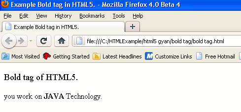 HTML5 bold tag, Definition of bold tag in html5.