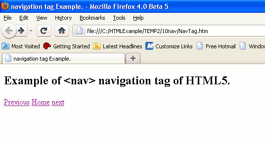 HTML5 nav Tag Example Of Tag Of HTML5 