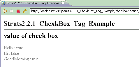 Struts2.2.1 checkbox tag example.