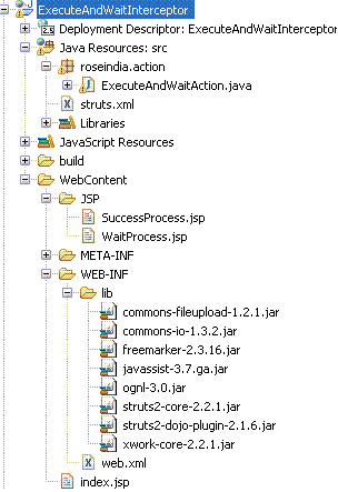 Struts2.2.1 execAndWait Interceptor example.