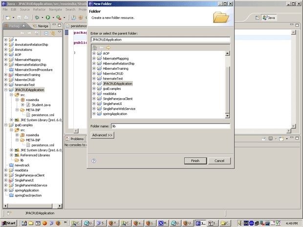 Creating files in jpa project
