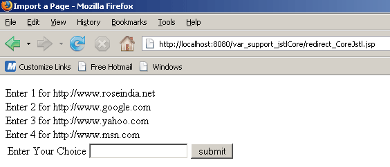 Using tag of Core JSTL tags