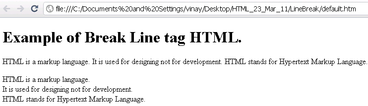 HTML Line Break Tag