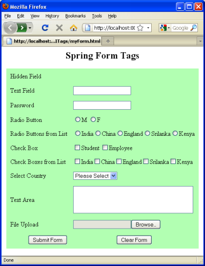 Spring Form Tags Tutorial